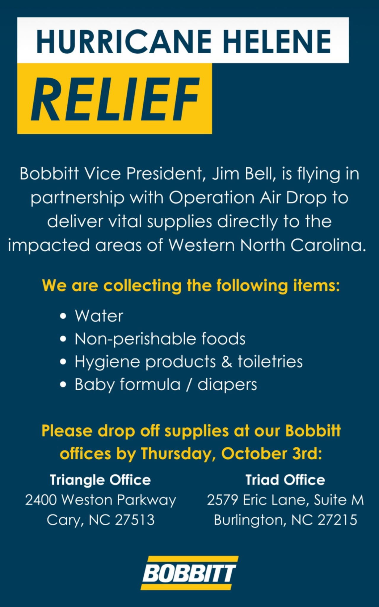 Hurricane Helene Disaster Relief Efforts » North Carolina Airports ...